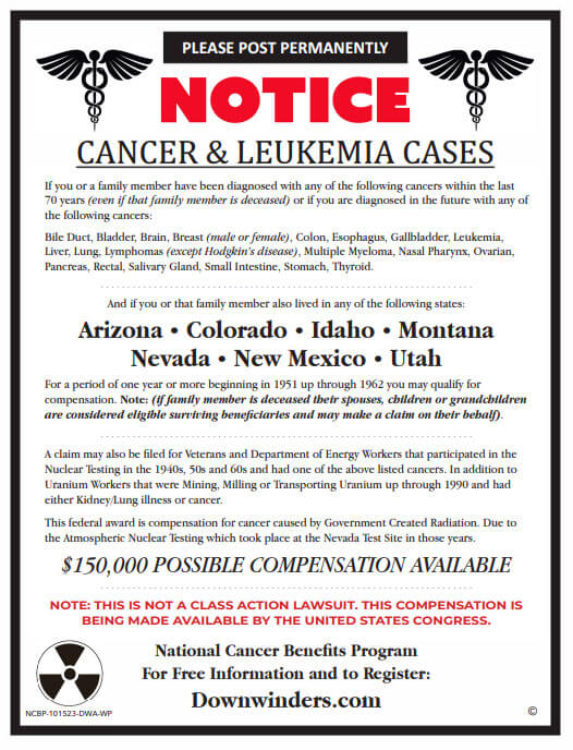 Printable Flyer | Downwinders® National Cancer Benefits